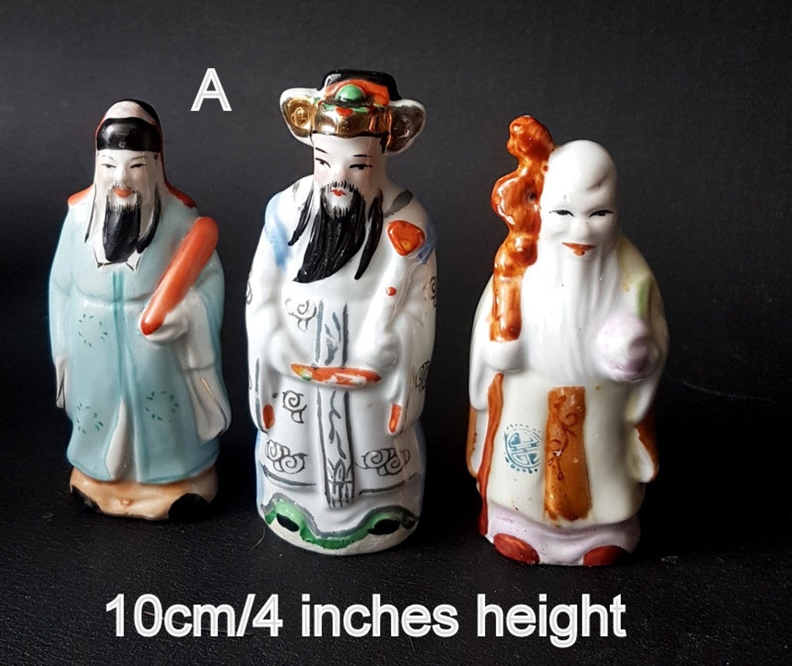 Shou Lu and Fu/chinese Feng Shui Porcelain Figurines/ Good Luck Gods ...