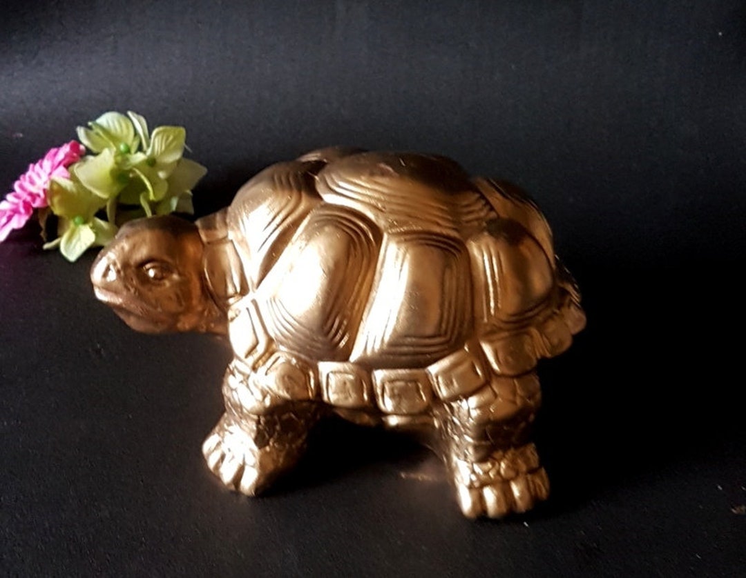 Vintage Animal Figurines Turtle Animal Figurine Collectible Gold ...