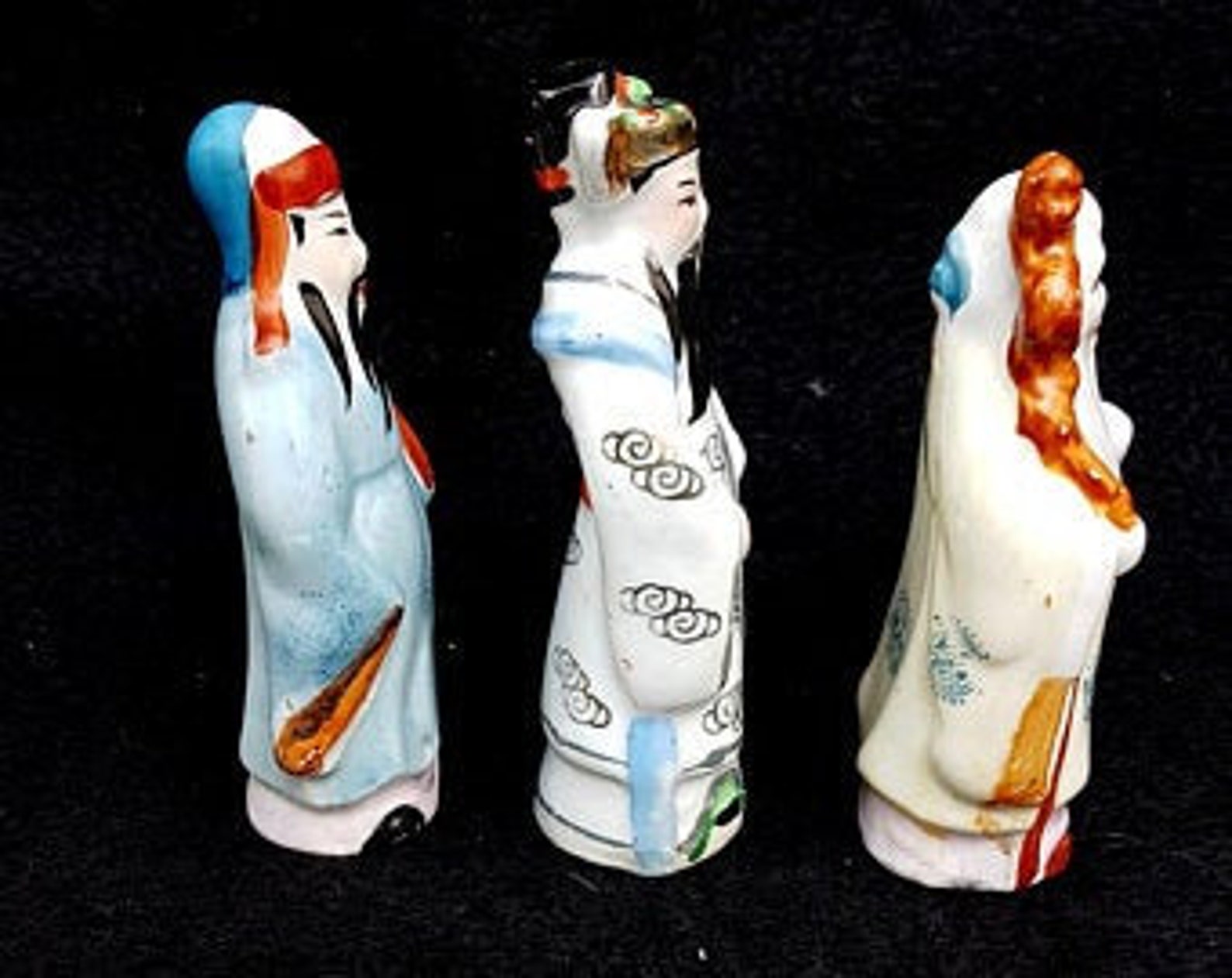 Shou Lu and Fu/chinese Feng Shui Porcelain Figurines/ Good Luck Gods ...