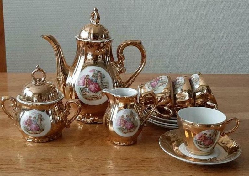 Gold French Tea Set Decorated With Fragonard Decor Teaset - Etsy