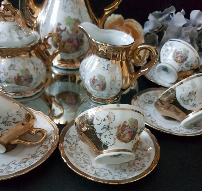 Gold Germany Tea Set, Decorated With Fragonard Decor, Teaset With 6 ...