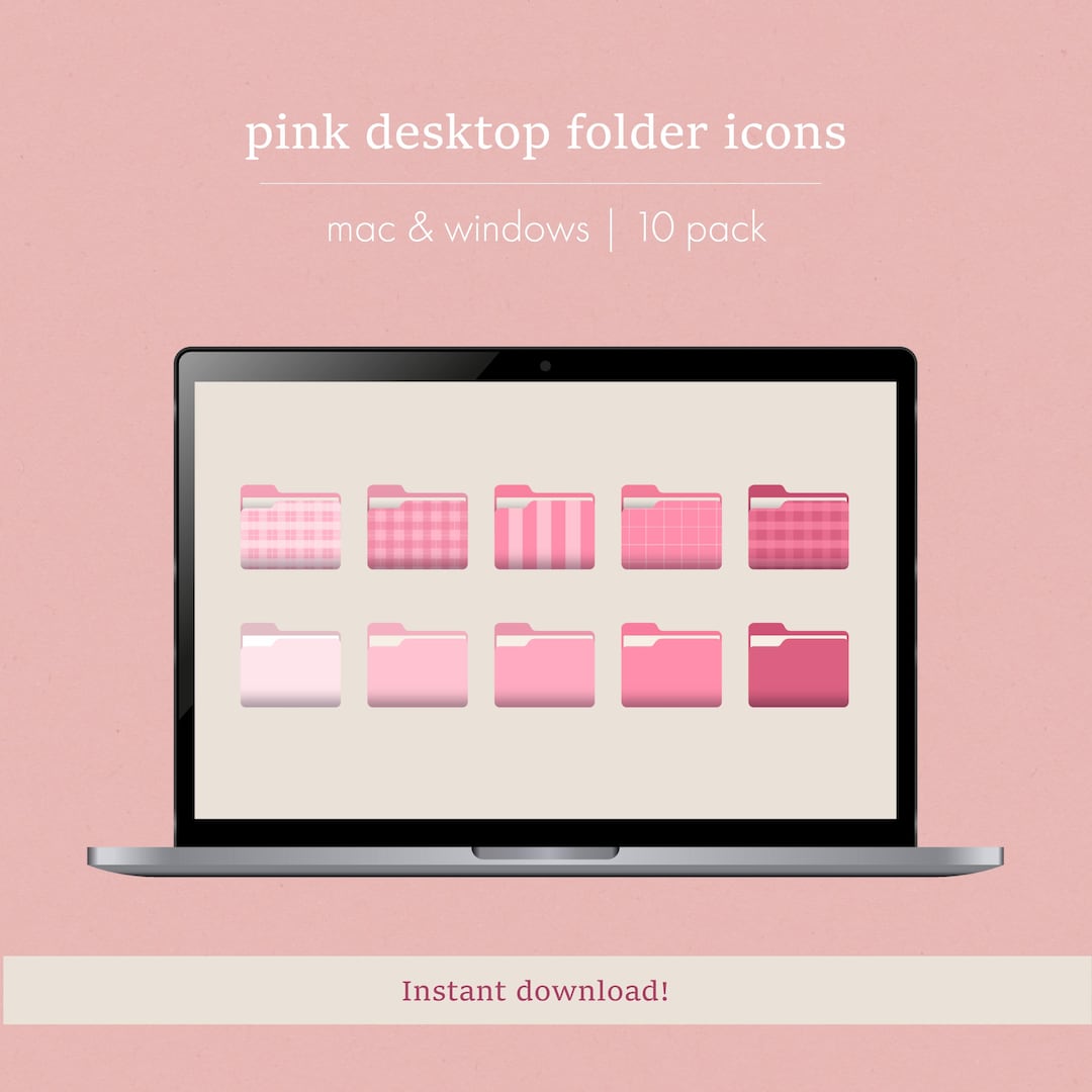 Pink Desktop Folder Icons | 10-pack | Mac & Windows | Digital Download ...