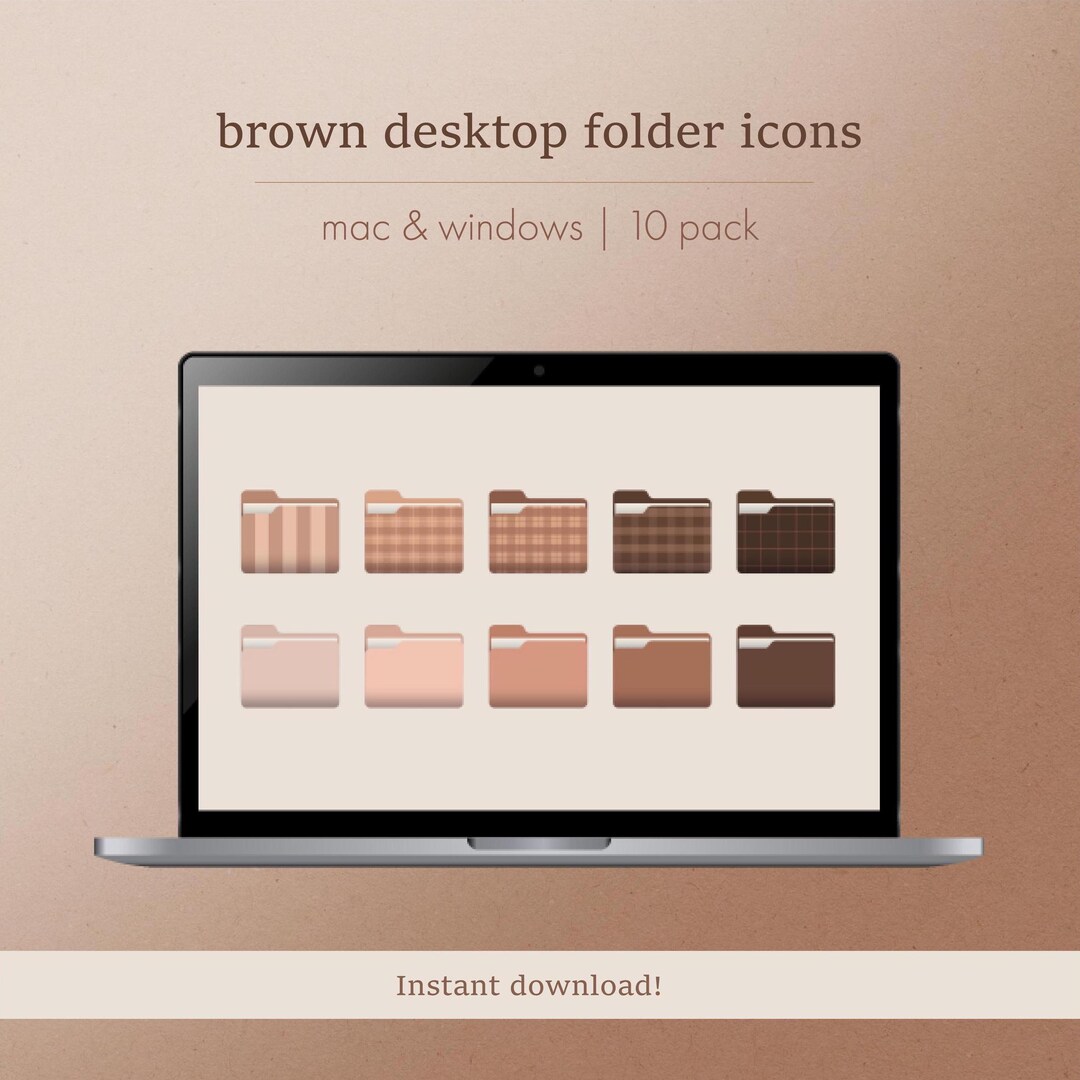 Neutral Brown Folder Icons | 10-pk Computer Bundle (digital Download ...