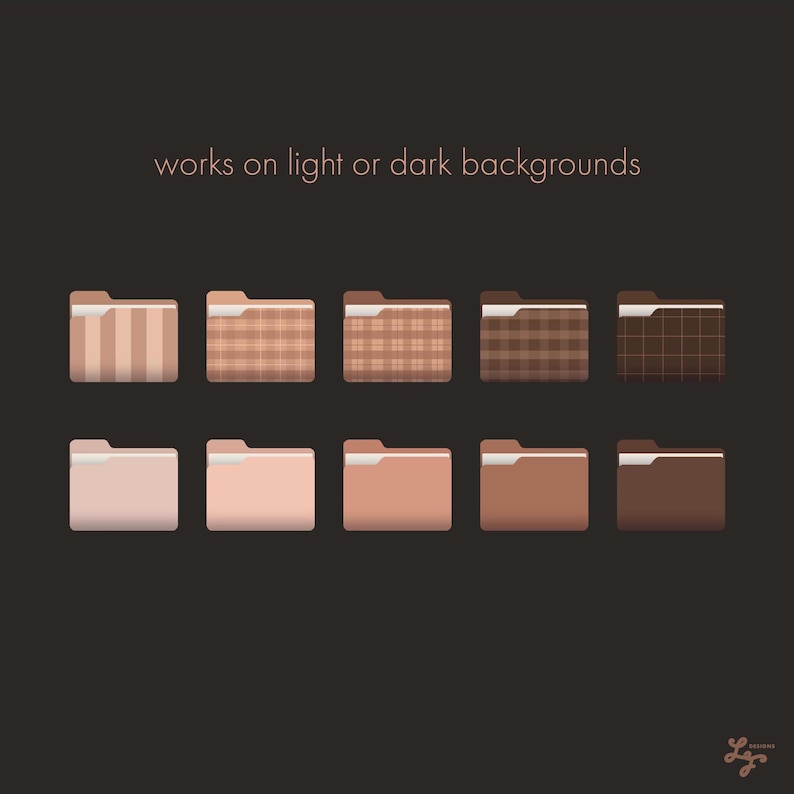 Neutral Brown Folder Icons | 10-pk Computer Bundle (digital Download ...
