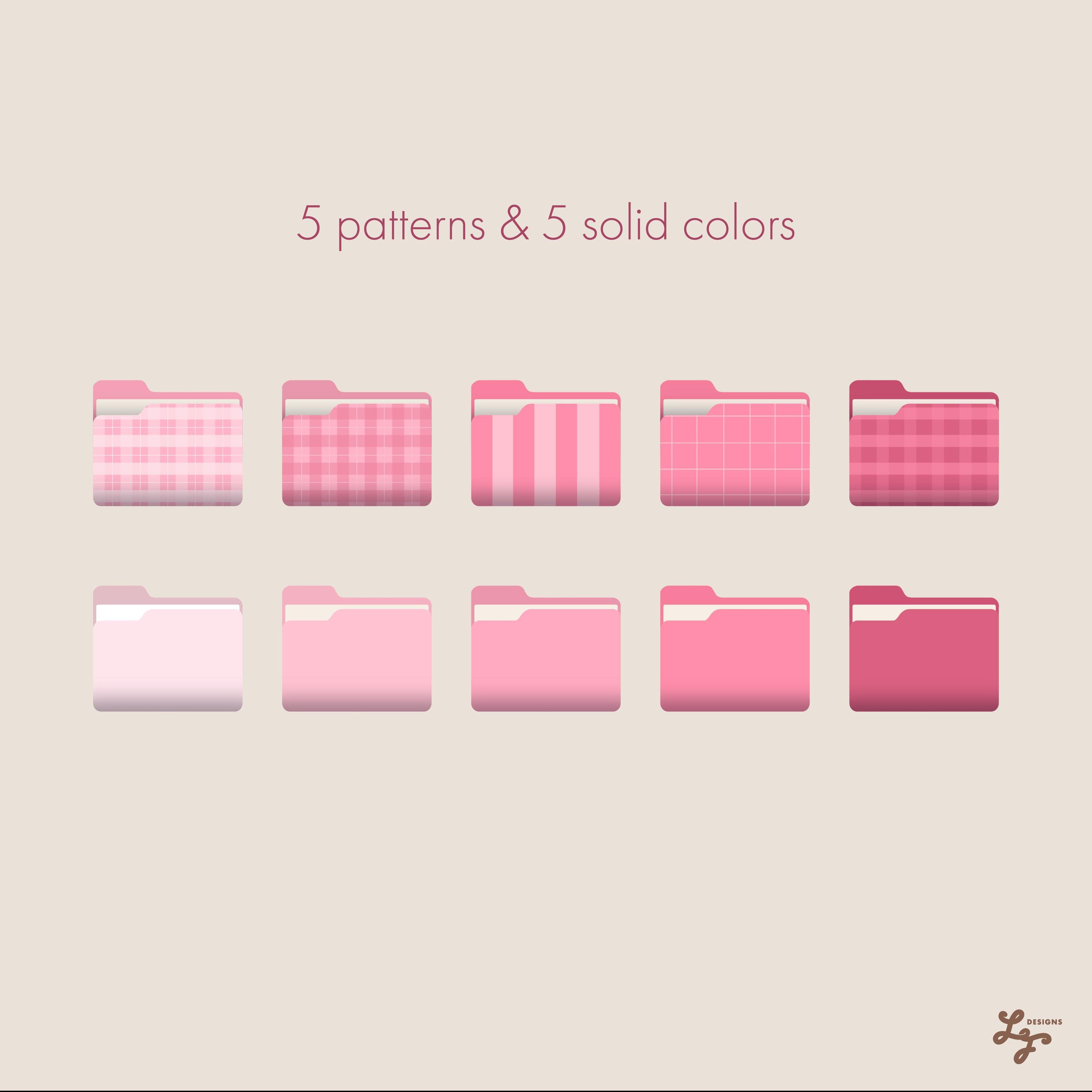 Pink Folder Icons | 10-pk Computer Bundle (digital Download) - Etsy