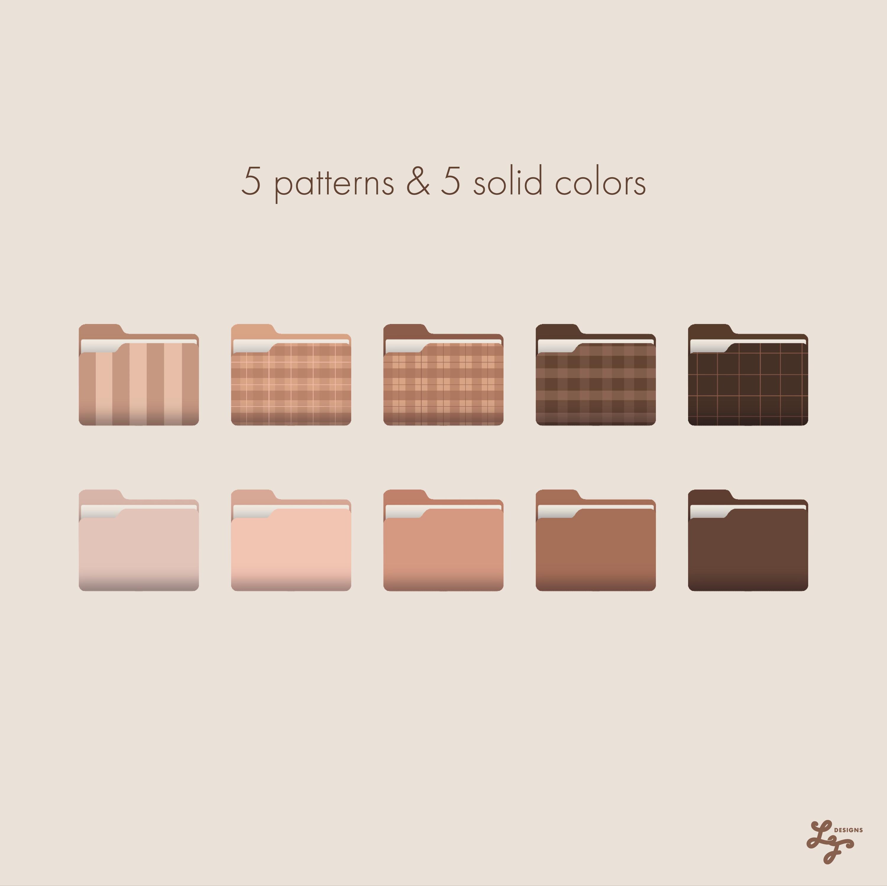 Neutral Brown Folder Icons | 10-pk Computer Bundle (digital Download ...