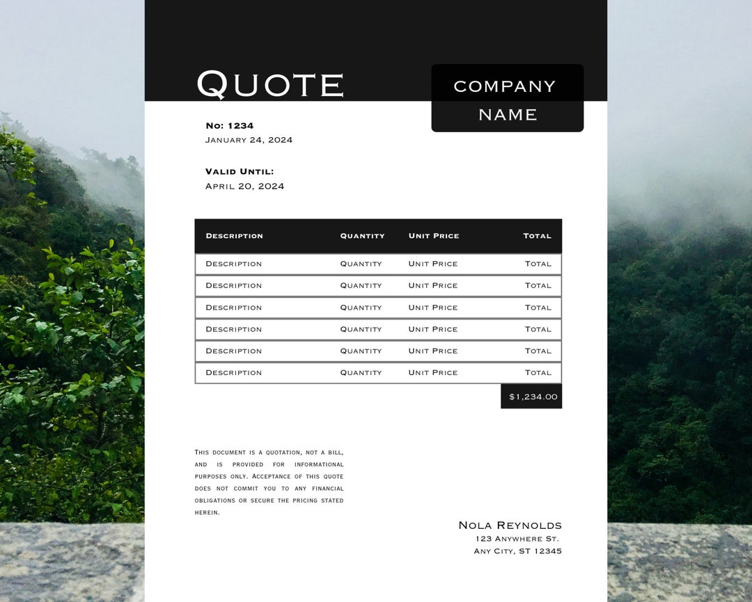 Professional Price Quote Templates for Business Owners - Editable ...