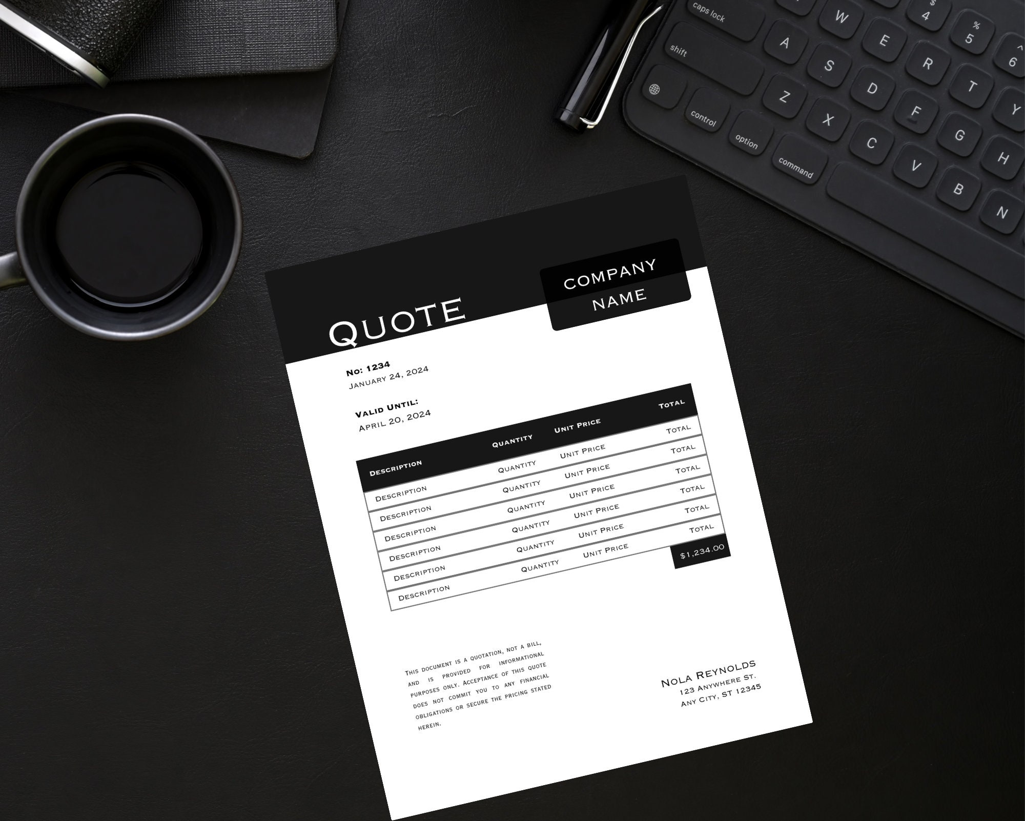 Professional Price Quote Templates for Business Owners Editable ...