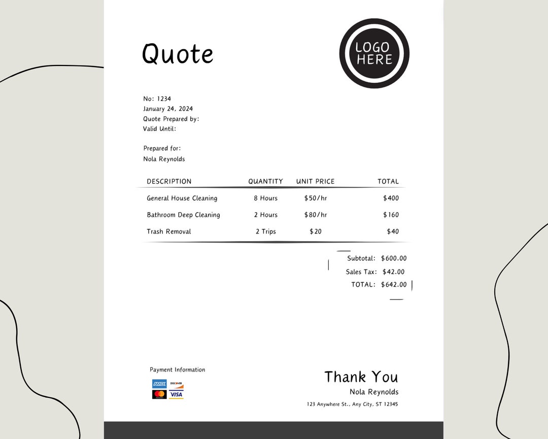 Professional Price Quote Templates for Business Owners - Editable ...
