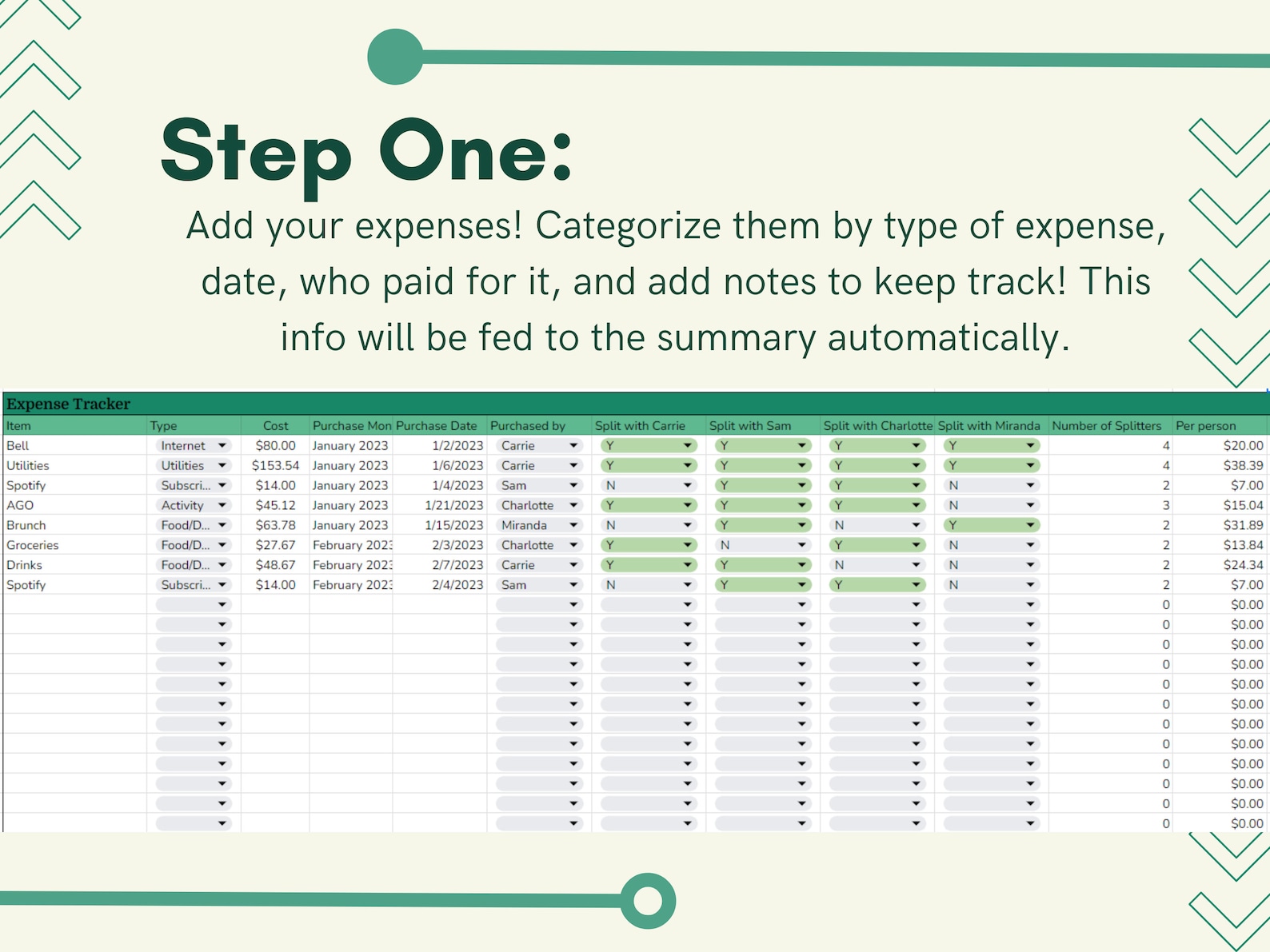 Roommates Couples Expense Tracker Cost Splitter Template Planner ...