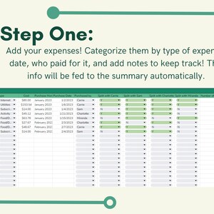 Roommates Couples Expense Tracker Cost Splitter Template Planner ...