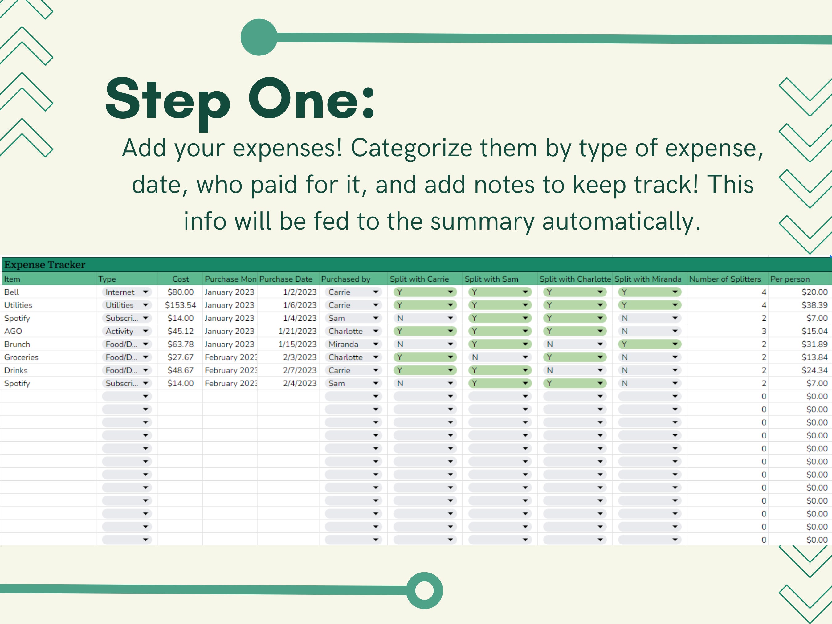 Roommates Couples Expense Tracker Cost Splitter Template Planner ...