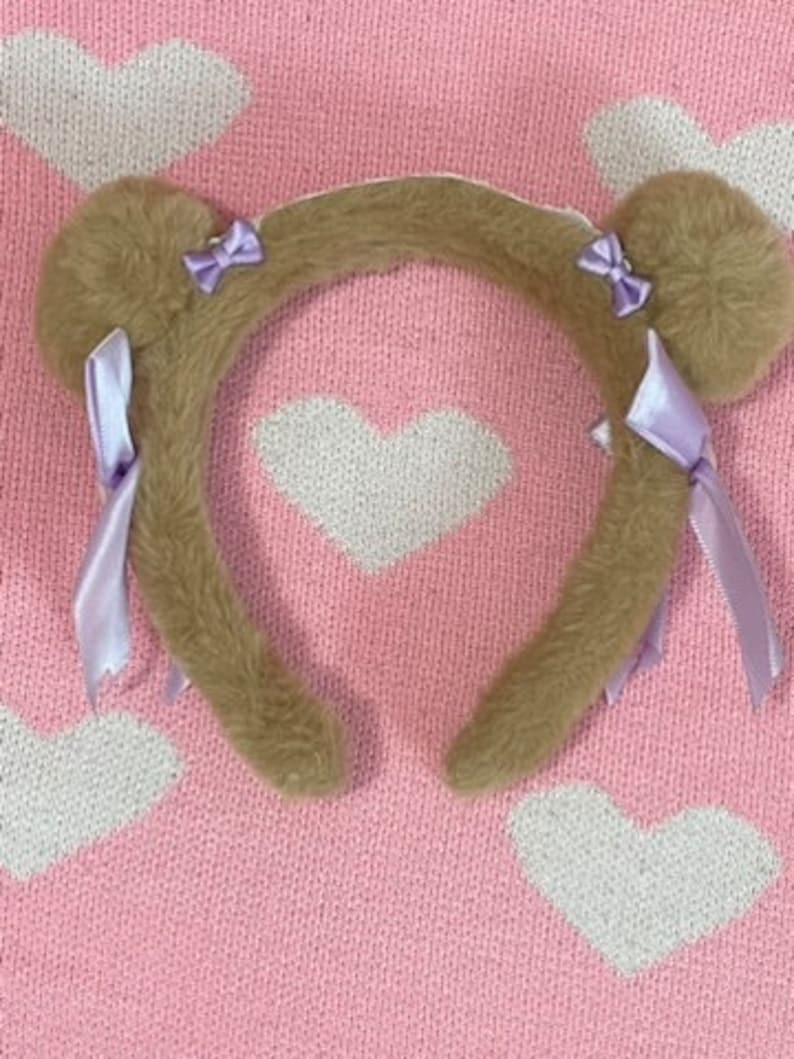Lavender Coquette Bear Ears, Cute, Bows, Lace, Cottagecore, Cutecore ...