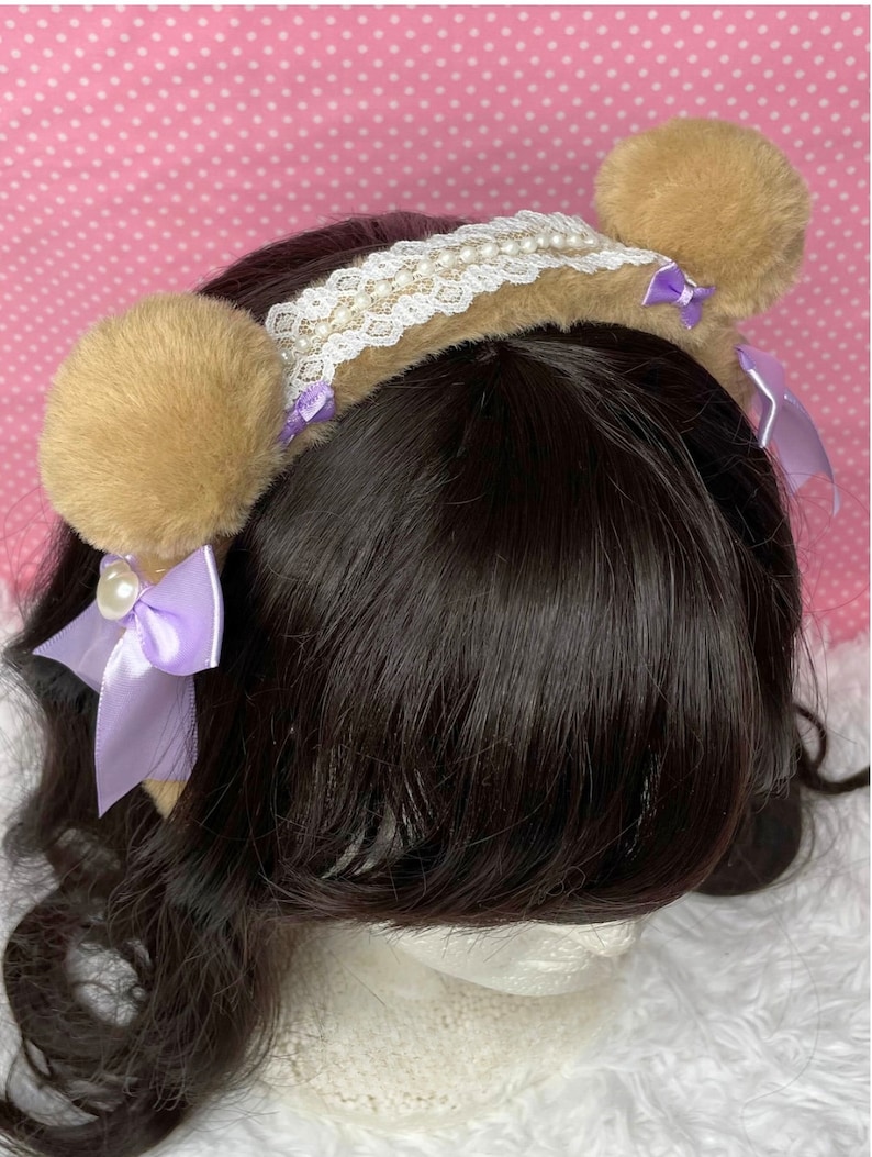 Lavender Coquette Bear Ears, Cute, Bows, Lace, Cottagecore, Cutecore ...