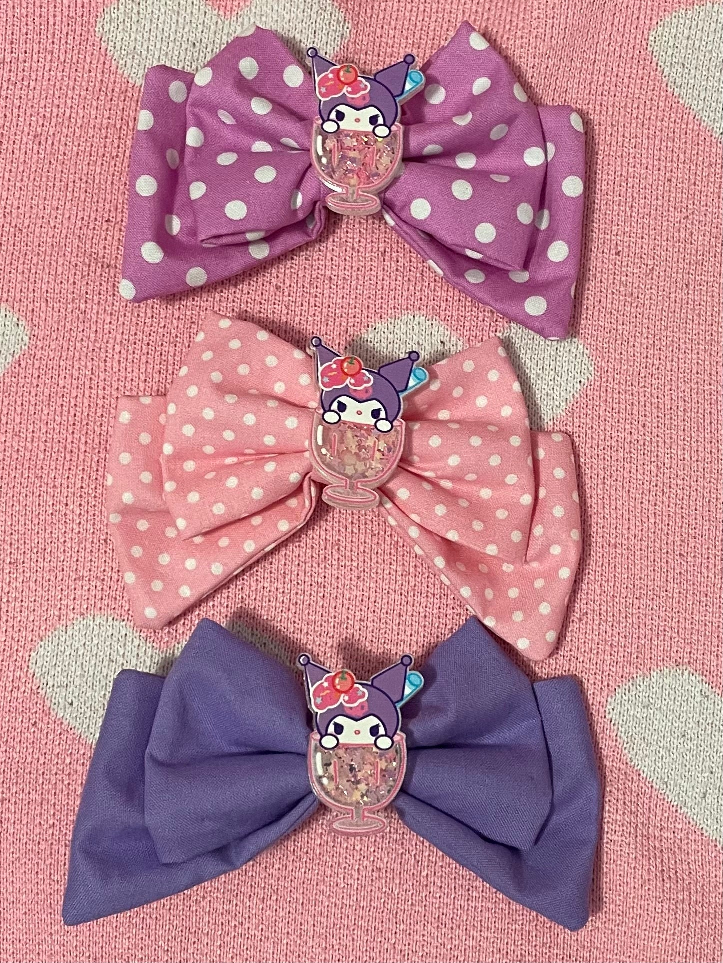 Kuromi Polka Dot Bow, Kitty, Cosplay, Kawaii, Girlcore, Cutecore, Scene ...