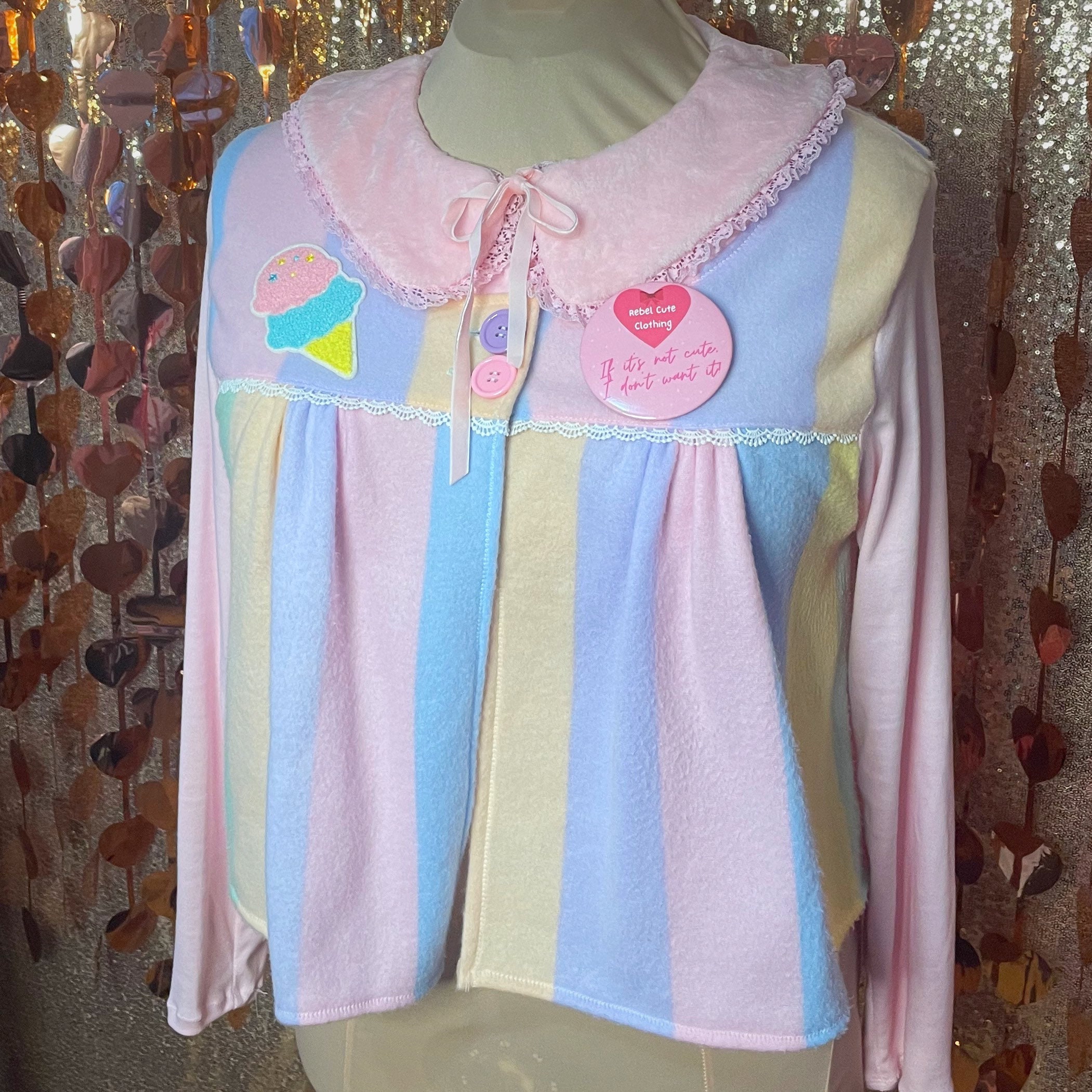 Pink Sherbet Cardigan-pastel Kawaii, Fairykei, Kidcore, Plus Size ...