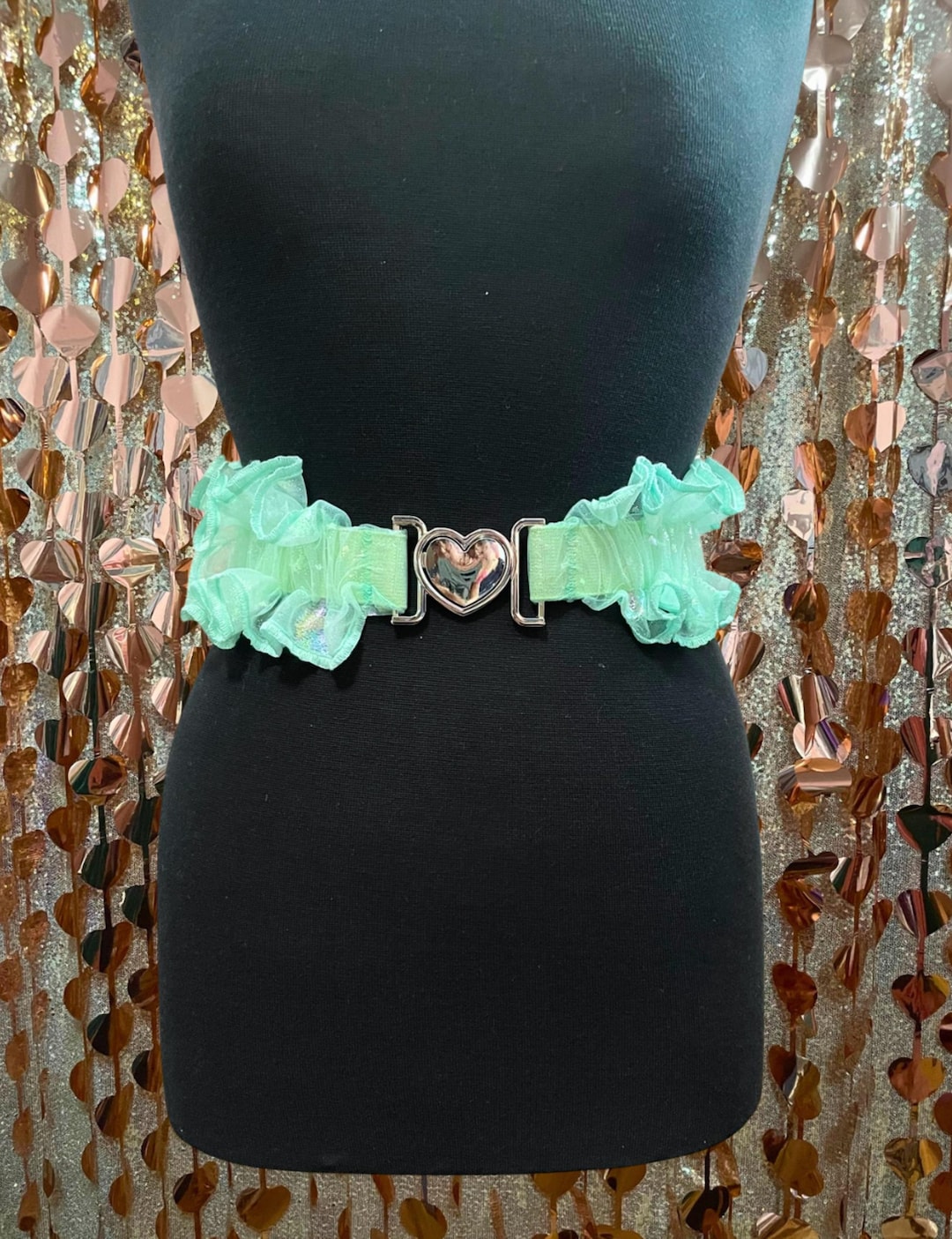 Sparkly Ruffle Elastic Belt, Heart Clasp, Yume Kawaii Fashion - Etsy