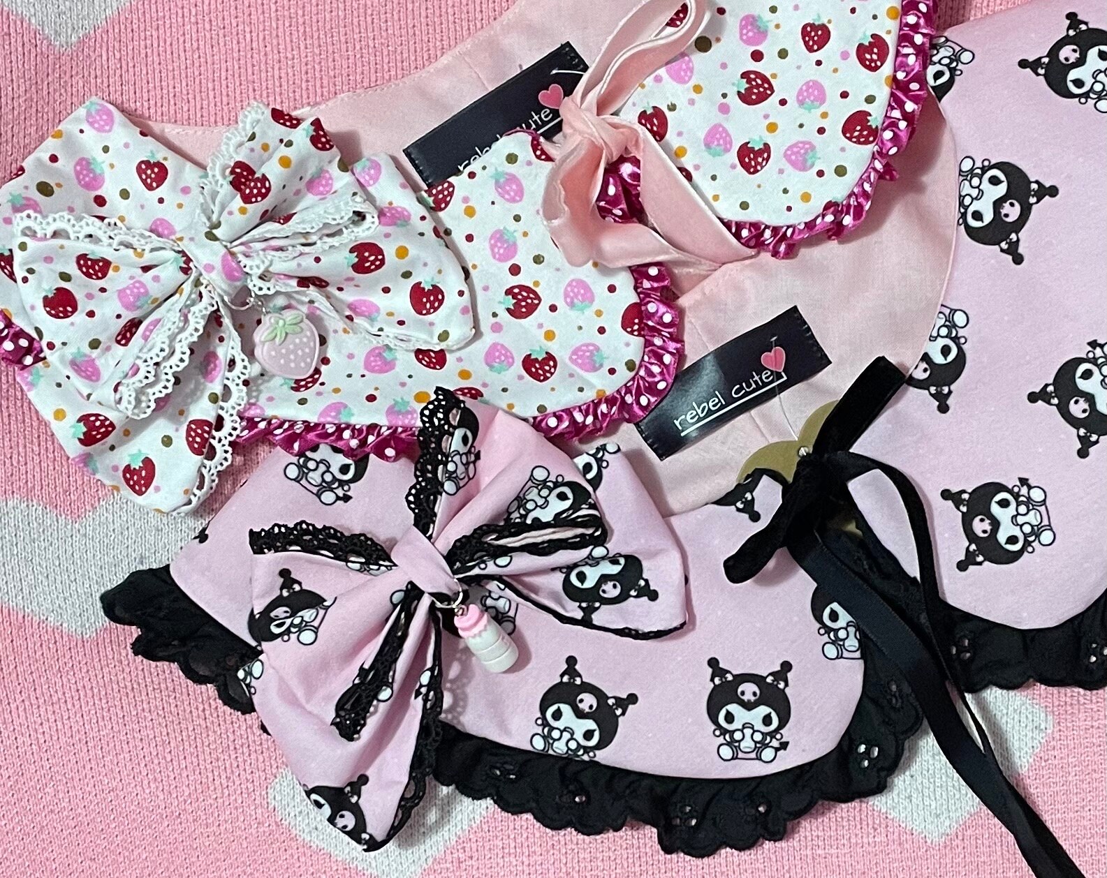 Baby Kuromi Detachable Collar Peter Pan Collar, Pink, Black, Kawaii ...
