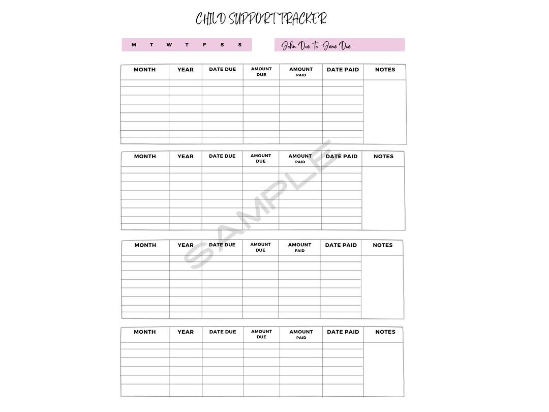Child Support Log Tracker - Etsy