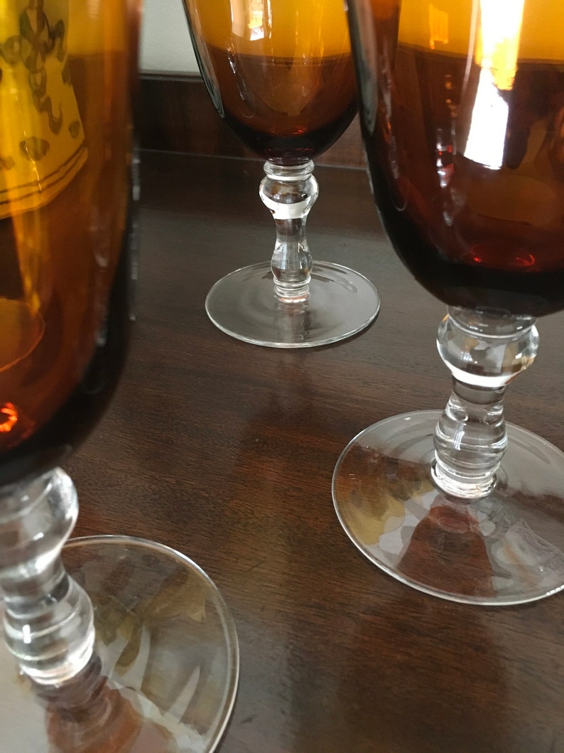 Vintage MCM Amber Bell Shaped Water Goblets Sst of 4 - Etsy