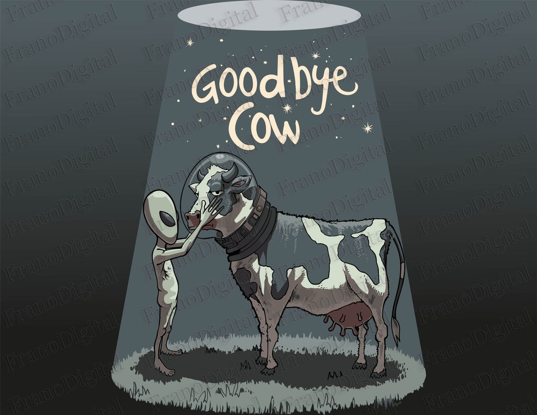 Alien Saying Goodbye to Cow - Digital Art Download in Various Formats ...