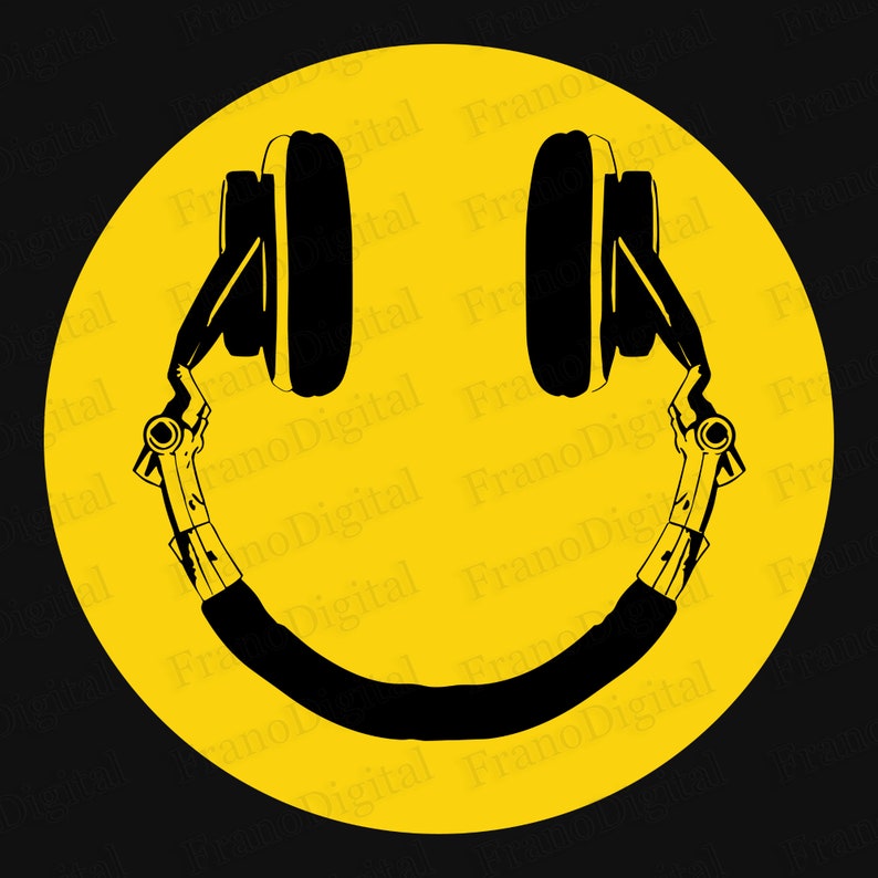Funny Headphone Emoji Smiley Face Digital Design Svg Png Pdf EPS DXF ...