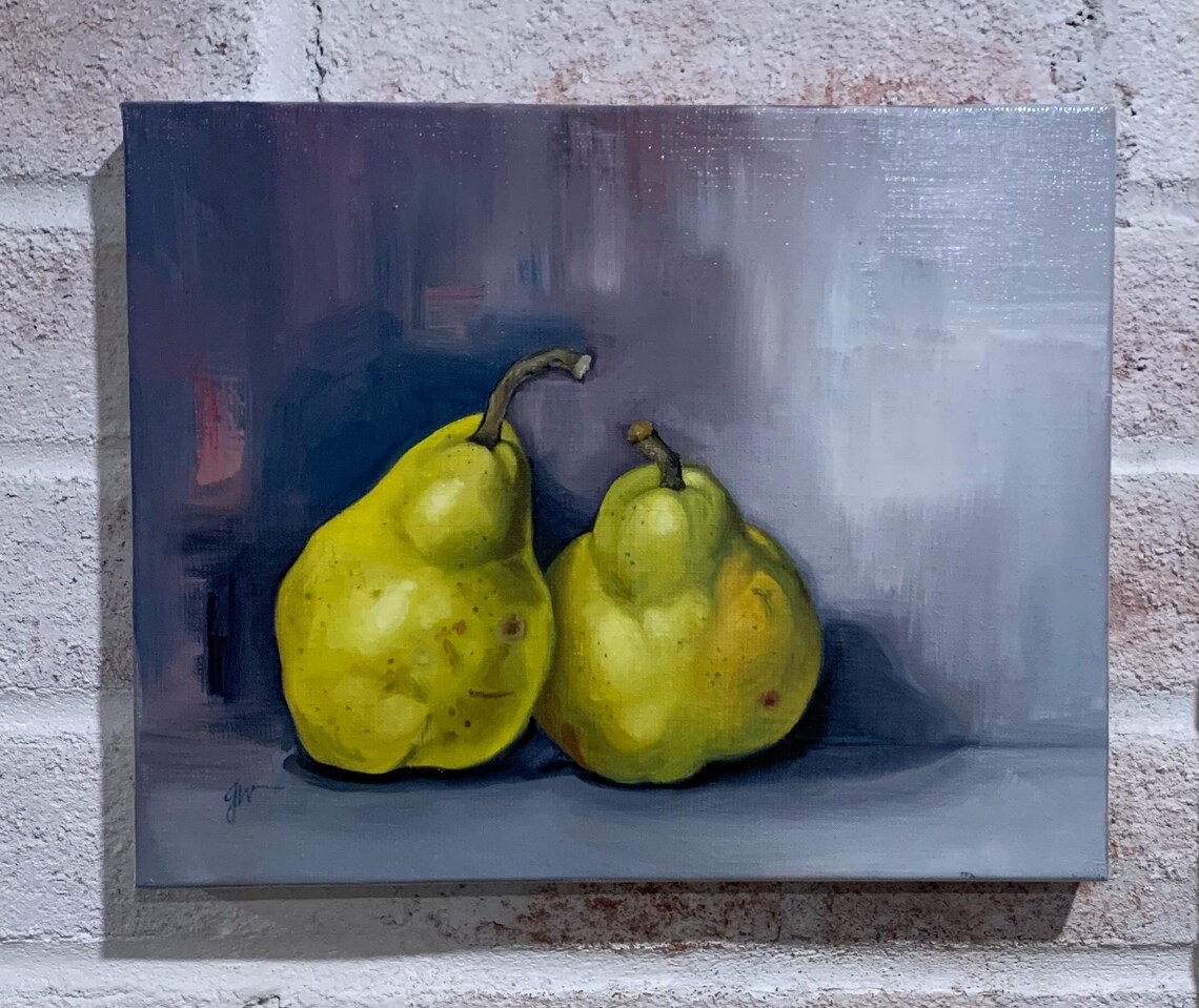 Pears Still Life Original Oil Painting Yellow and Green Pears Painting ...
