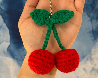 Crochet Cherry Keychain/cherry Keyring/cherry Amigurumi/crochet Keyring ...
