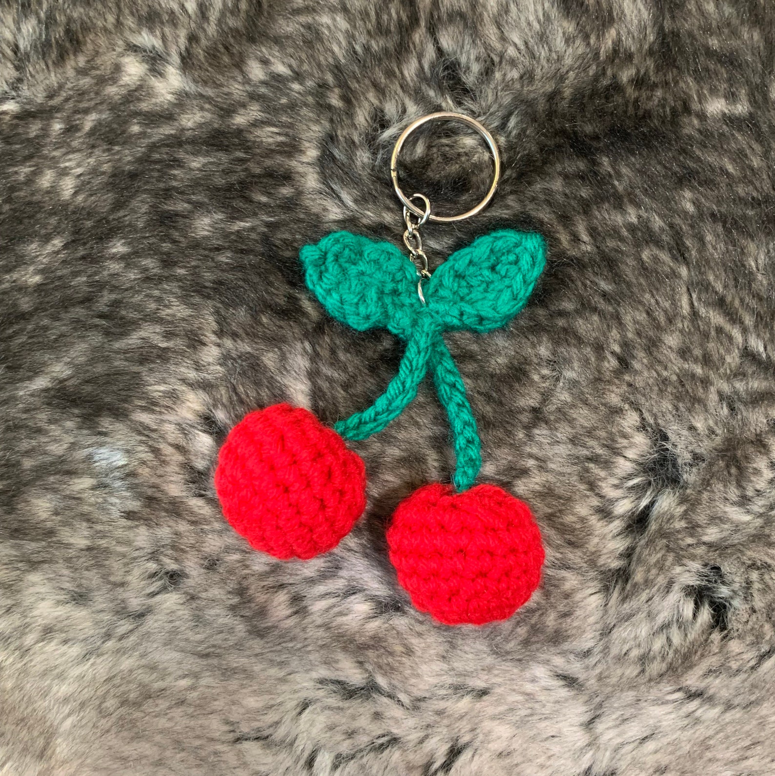 Handmade Crochet Cherry Keychain - Etsy