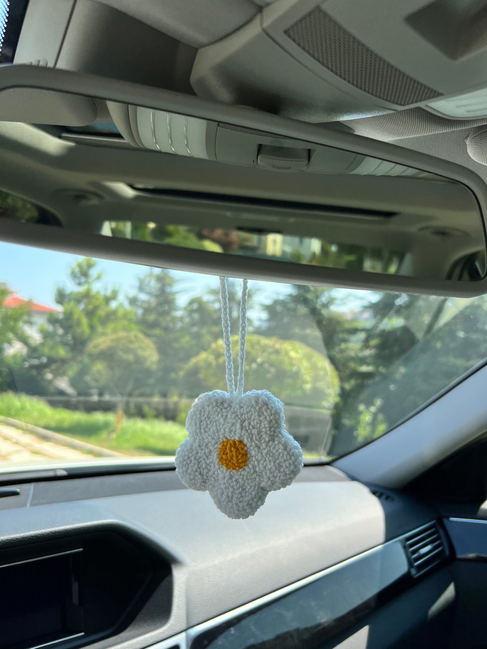 Handmade Daisy Car Mirror Hanging Punch Needle Car Charm - Etsy
