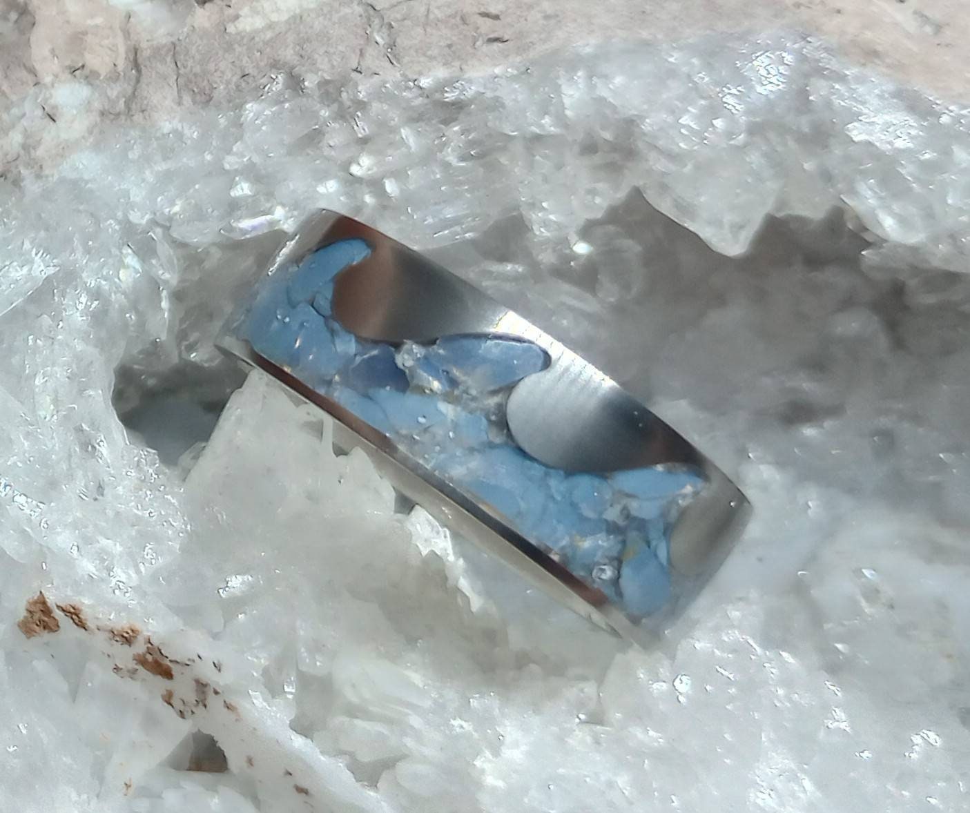 Leland Blue Stone Waves Ring in Titanium 8mm - Etsy