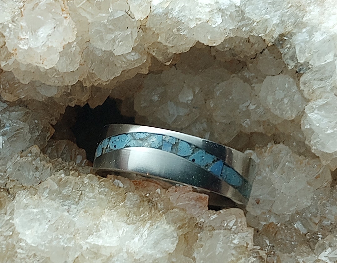 Leland Blue Stone "s" Wave in Titanium in Your Chosen Size. 6mm Width ...