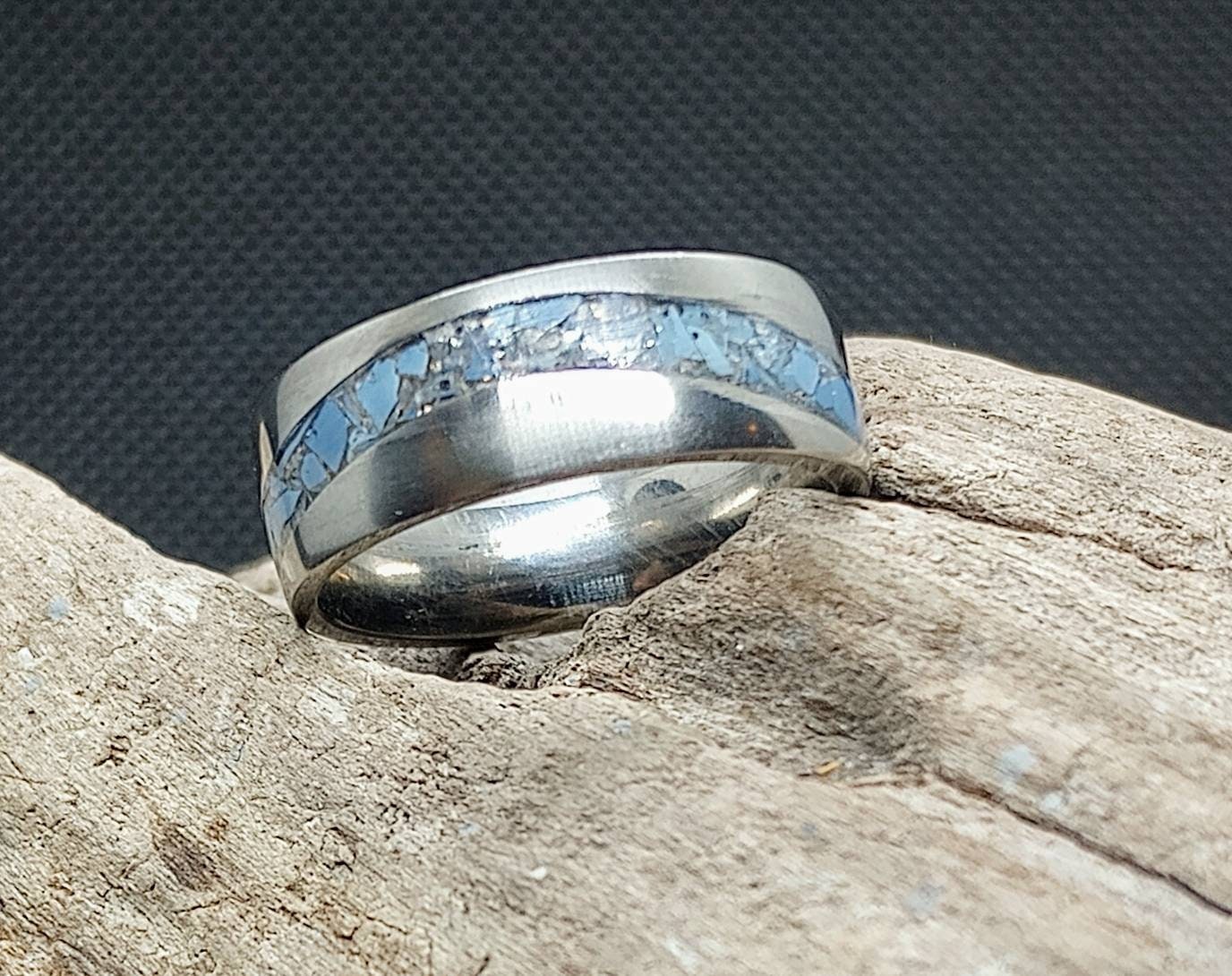Leland Blue Stone in an S Wave in Titanium in Your Size. 8mm - Etsy