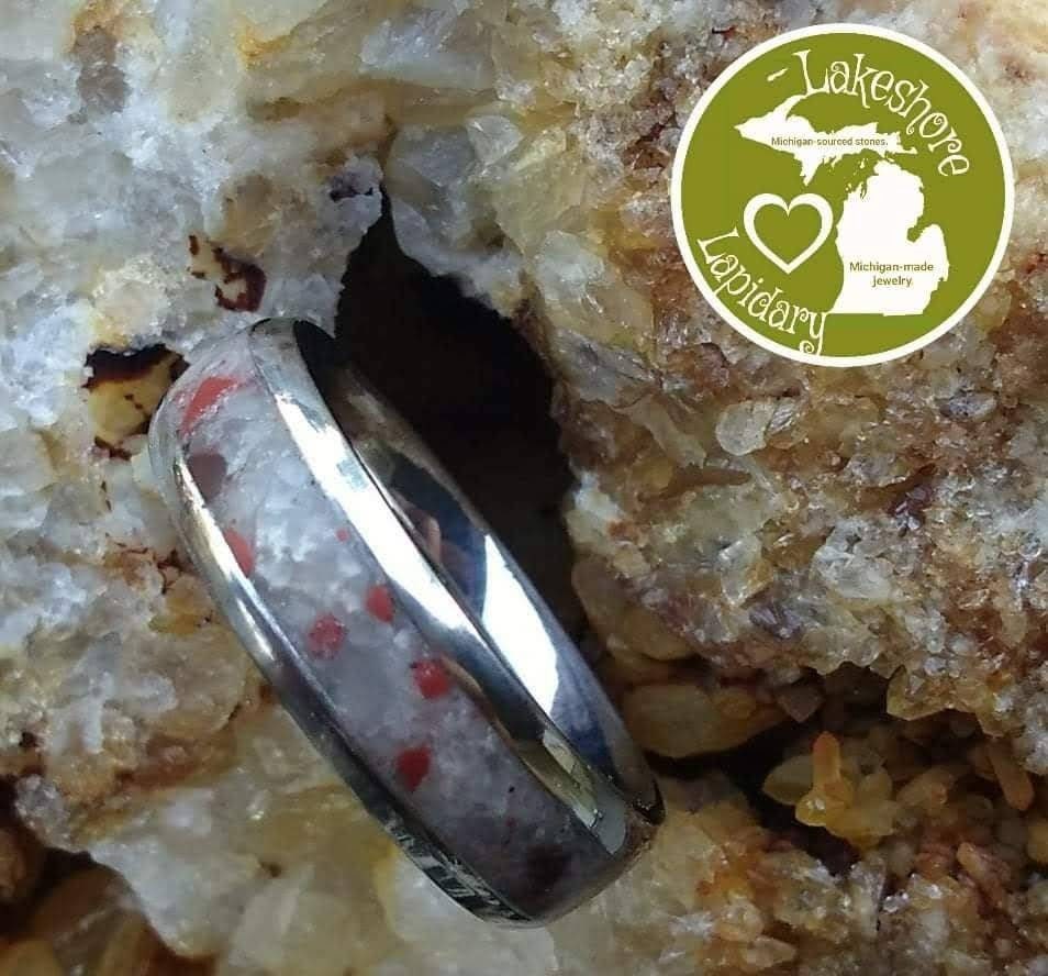 Puddingstone Bands in 6mm Width Inlayed by Hand in Your Choice of Metal ...