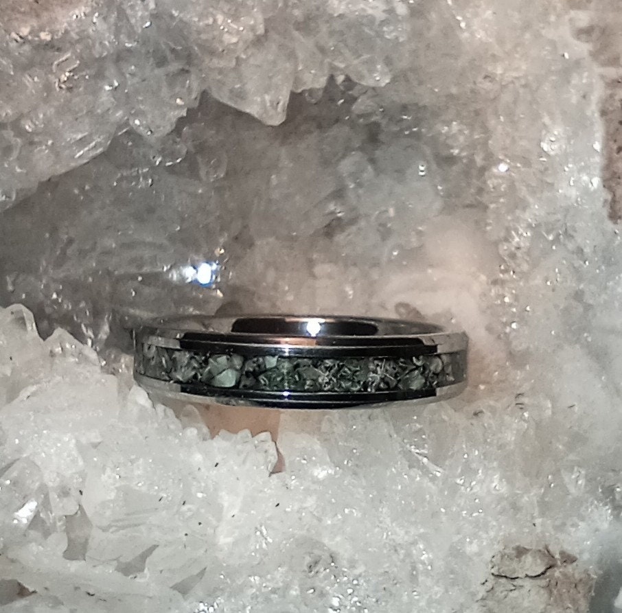Isle Royal Greenstone, Yooperstone Inlaid Wedding Bands - Etsy