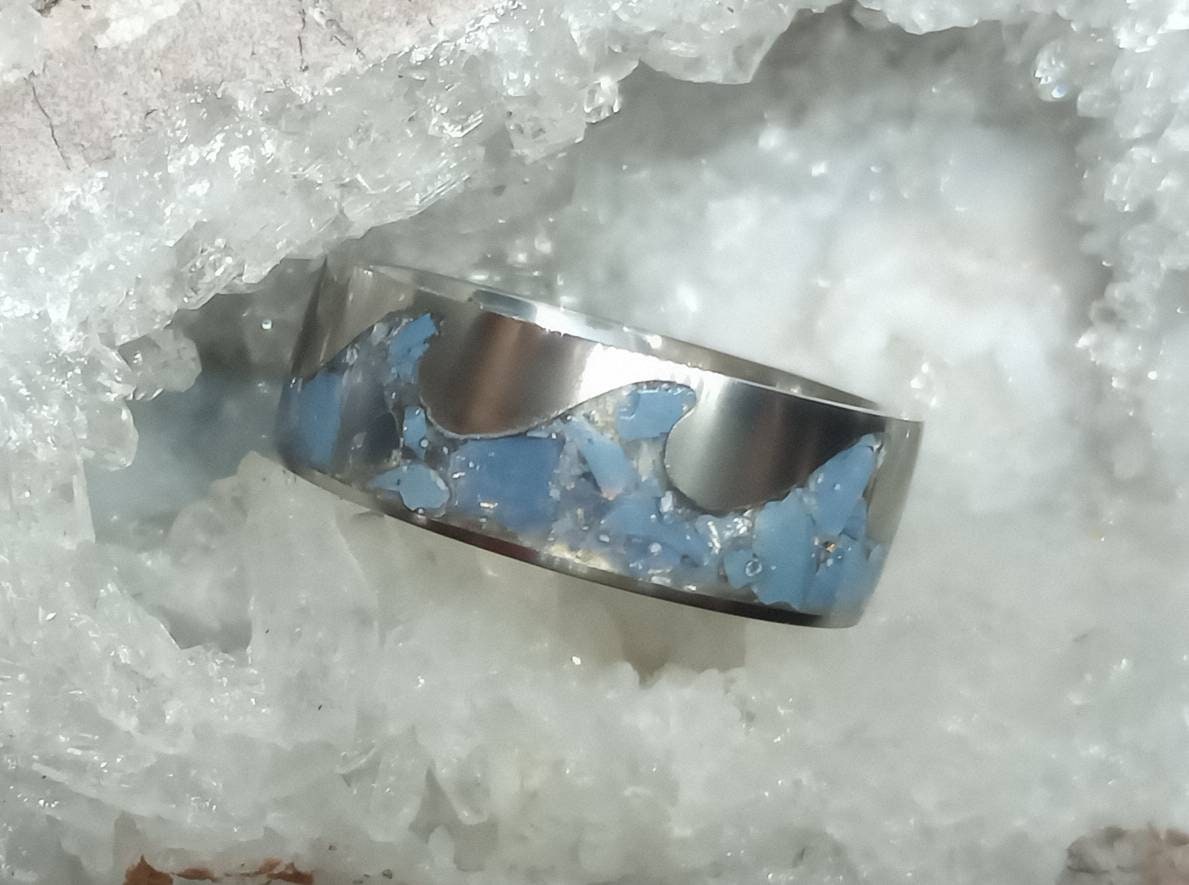 Leland Blue Stone Waves Ring in Titanium 8mm - Etsy