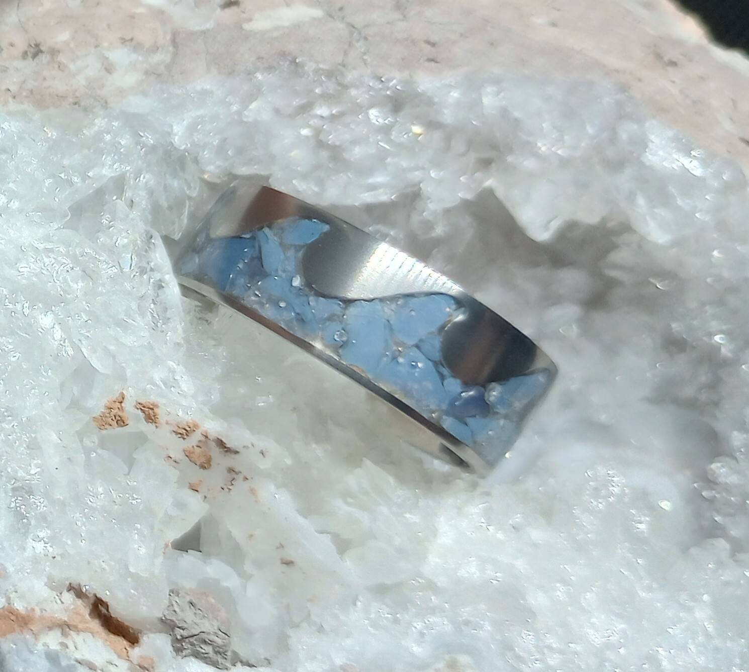 Leland Blue Stone Waves Ring in Titanium 8mm - Etsy