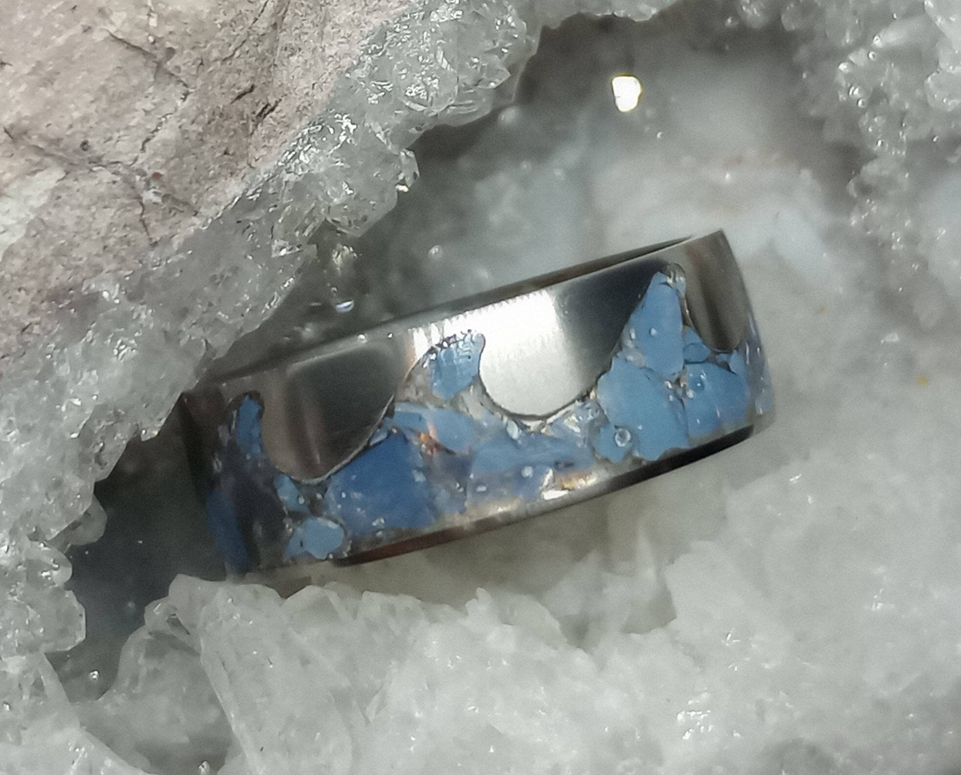 Leland Blue Stone Waves Ring in Titanium 8mm - Etsy