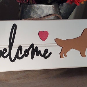 Golden Retriever Welcome Sign Wood English Golden Hanging Sign - Etsy