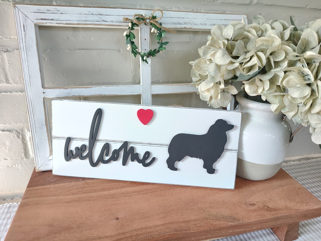 Australian Shepherd Welcome Sign Wood Aussie Hanging Sign Dog Lover ...