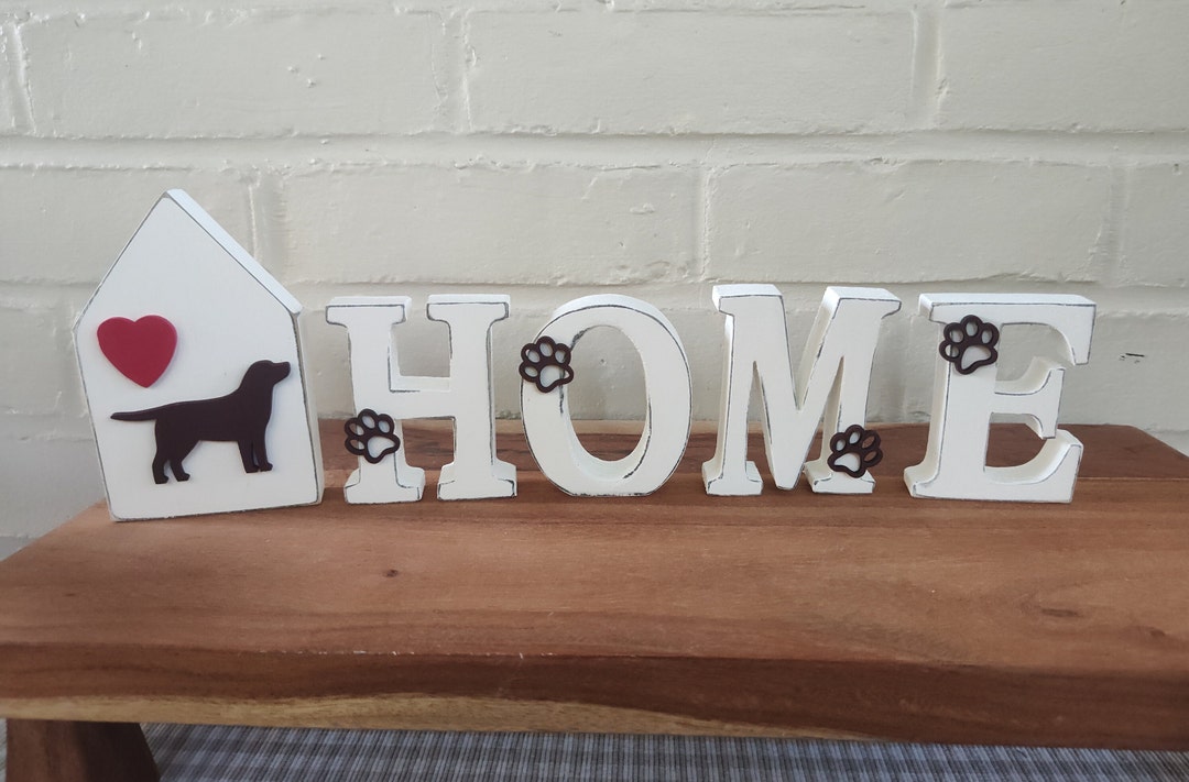 Chunky Wood Letters HOME With Paw Prints and Labrador Retriever Wood ...