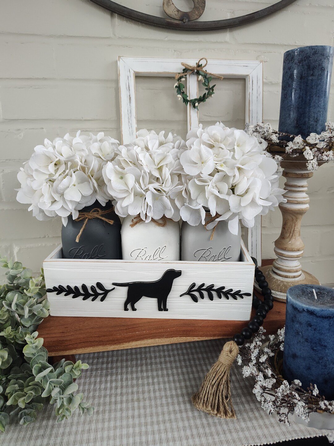Wood Bin Labrador Retriever Wood Tray Mail Tray Floral Arrangements ...