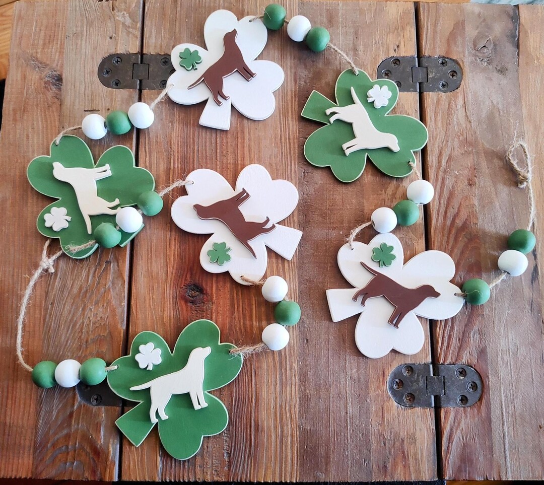 Labrador Retriever Shamrock St. Patrick's Day Wood Garland Wood Beads ...