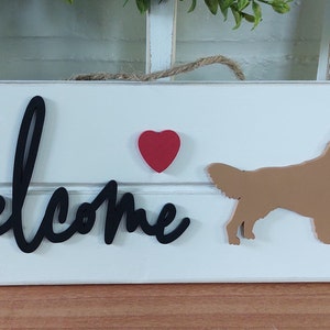 Golden Retriever Welcome Sign Wood English Golden Hanging Sign Dog ...