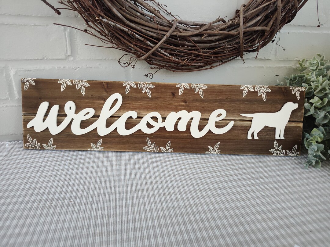 Wood Welcome Sign English Cream Lab English Cream Golden Retriever ...