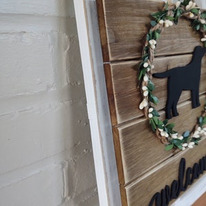 Labrador Retriever Welcome Sign Wood Berry Wreath English Lab Rustic ...