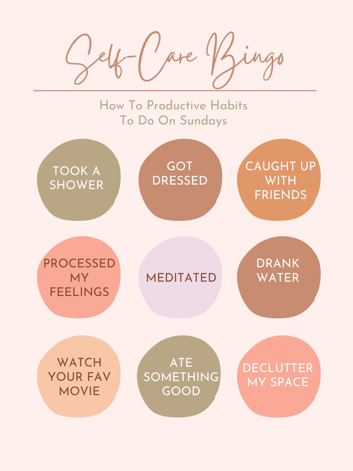 Self Care Bingo Wellness Activity Worksheet Printable Mindfulness Self ...