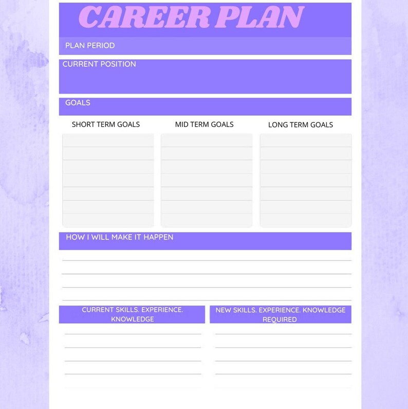 My Dream Career Planner, Career Goals, Career Change, Printable ...