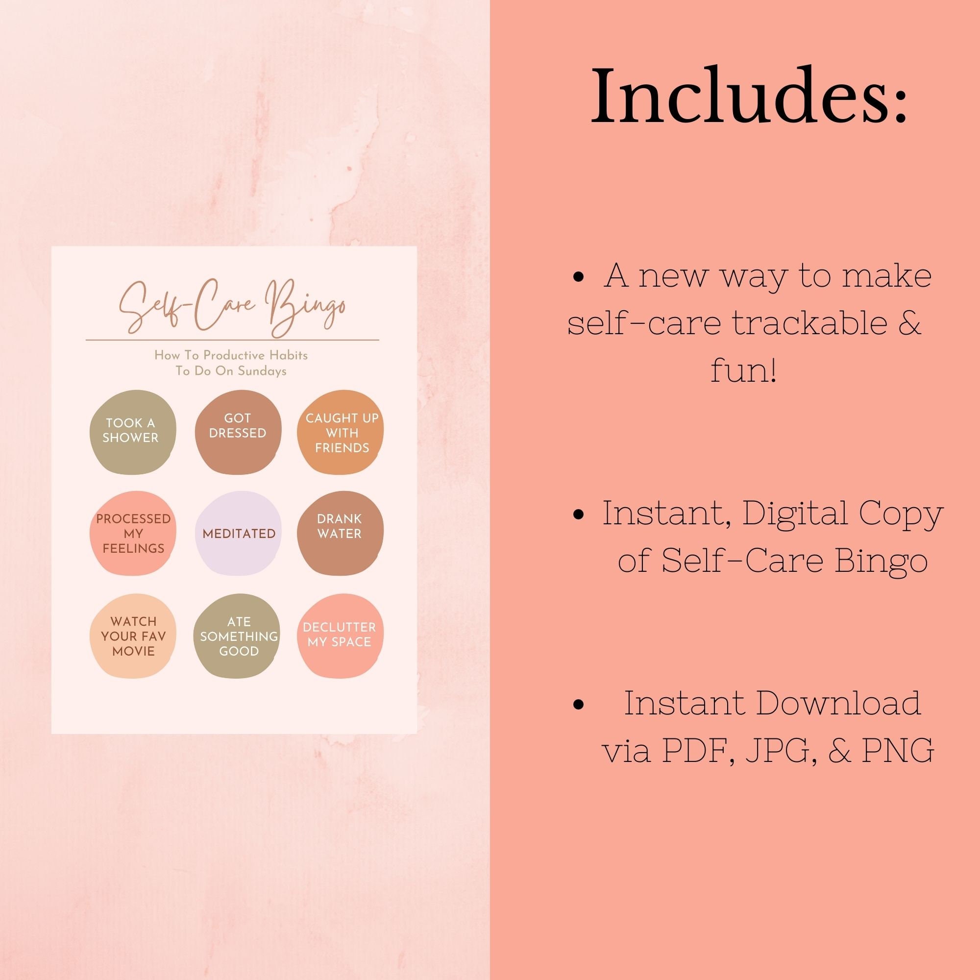 Self Care Bingo Wellness Activity Worksheet Printable Mindfulness Self ...