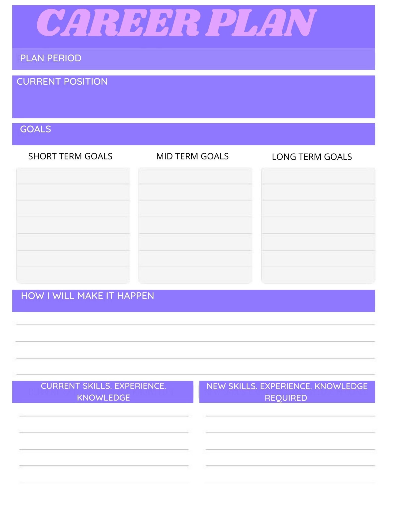 My Dream Career Planner, Career Goals, Career Change, Printable ...